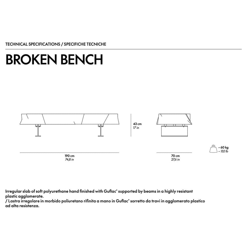 Broken Bench Almost Black - Gufram – industrialkonzept